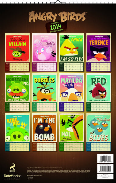 Angry Birds 2014 Oversized Wall Calendar New – Mason City Poster Company