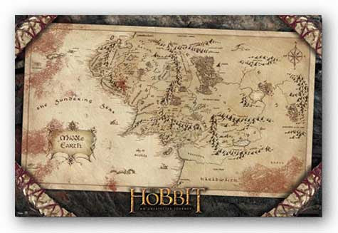 The Hobbit Map Poster Middle Earth Lord Of The Rings The Hobbit Map